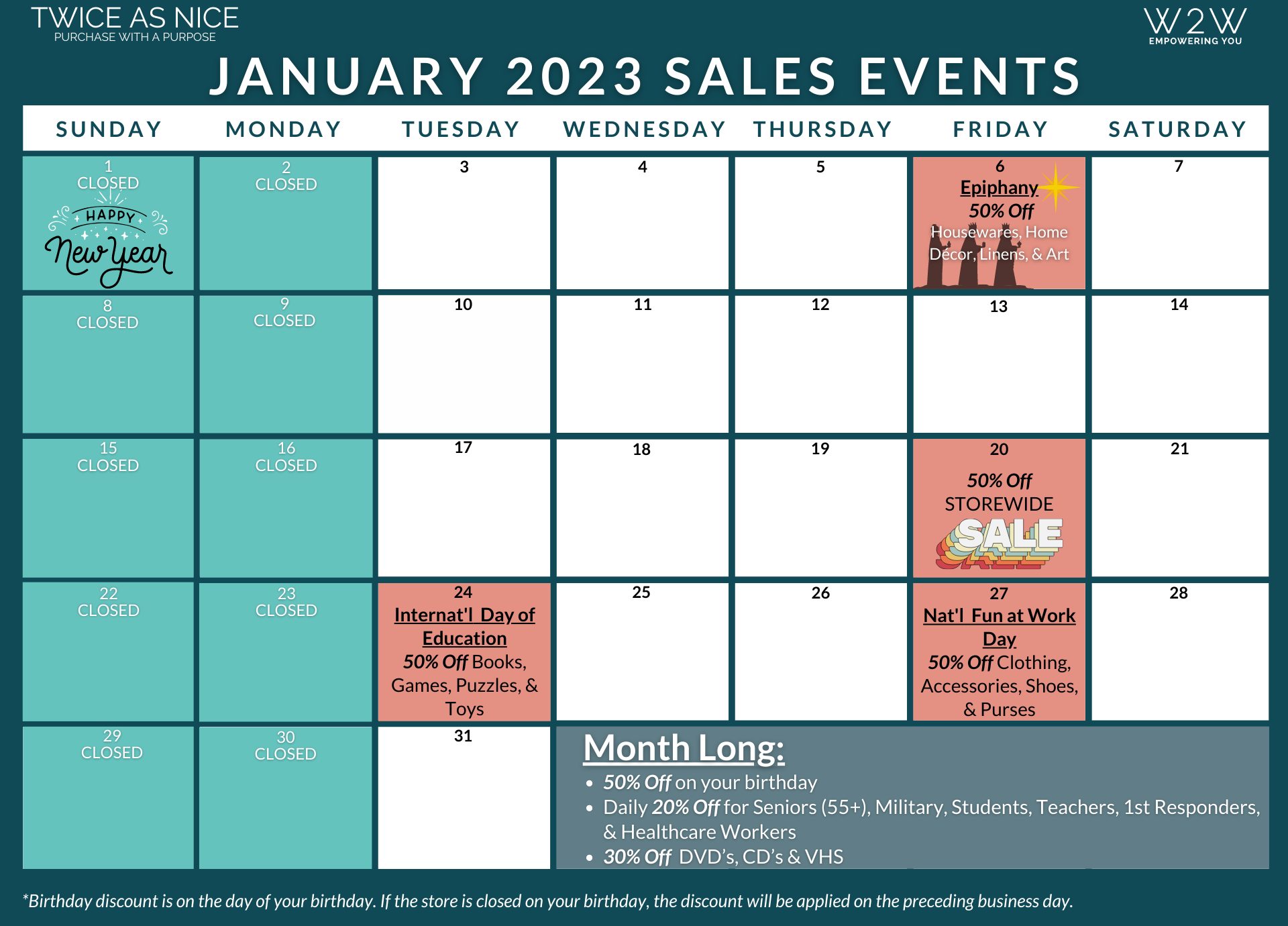 Calendar | Twice As Nice Resale