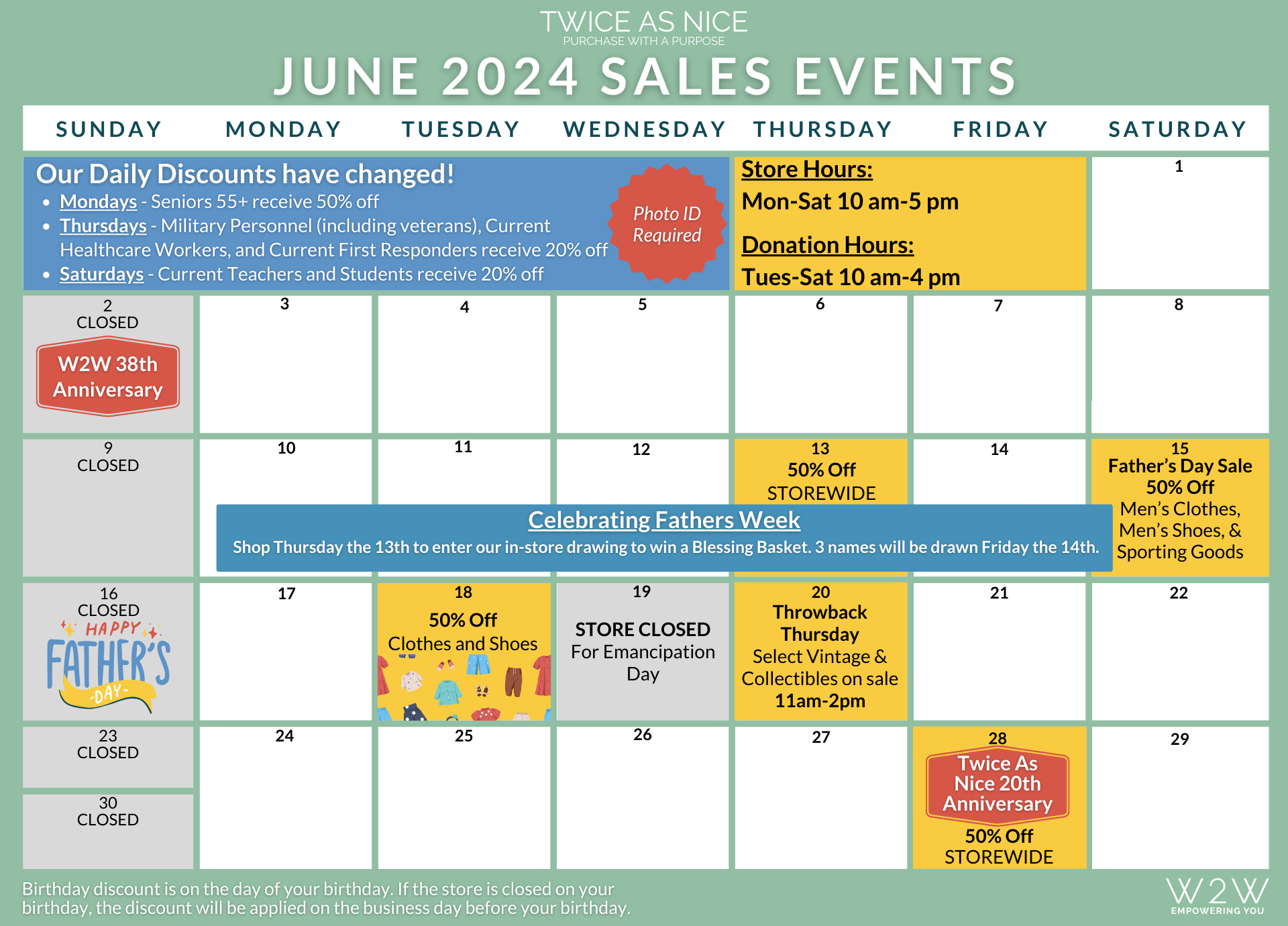 Calendar | Twice As Nice Resale